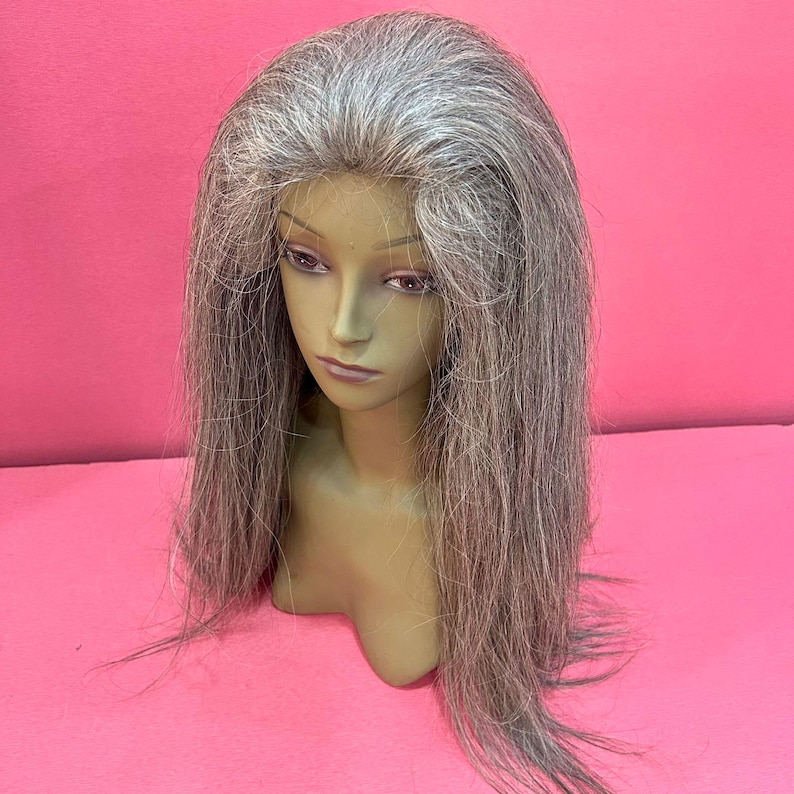 Swiss Lace Front Grey Human Hair Wig: Sleek Straight Style - Etsy