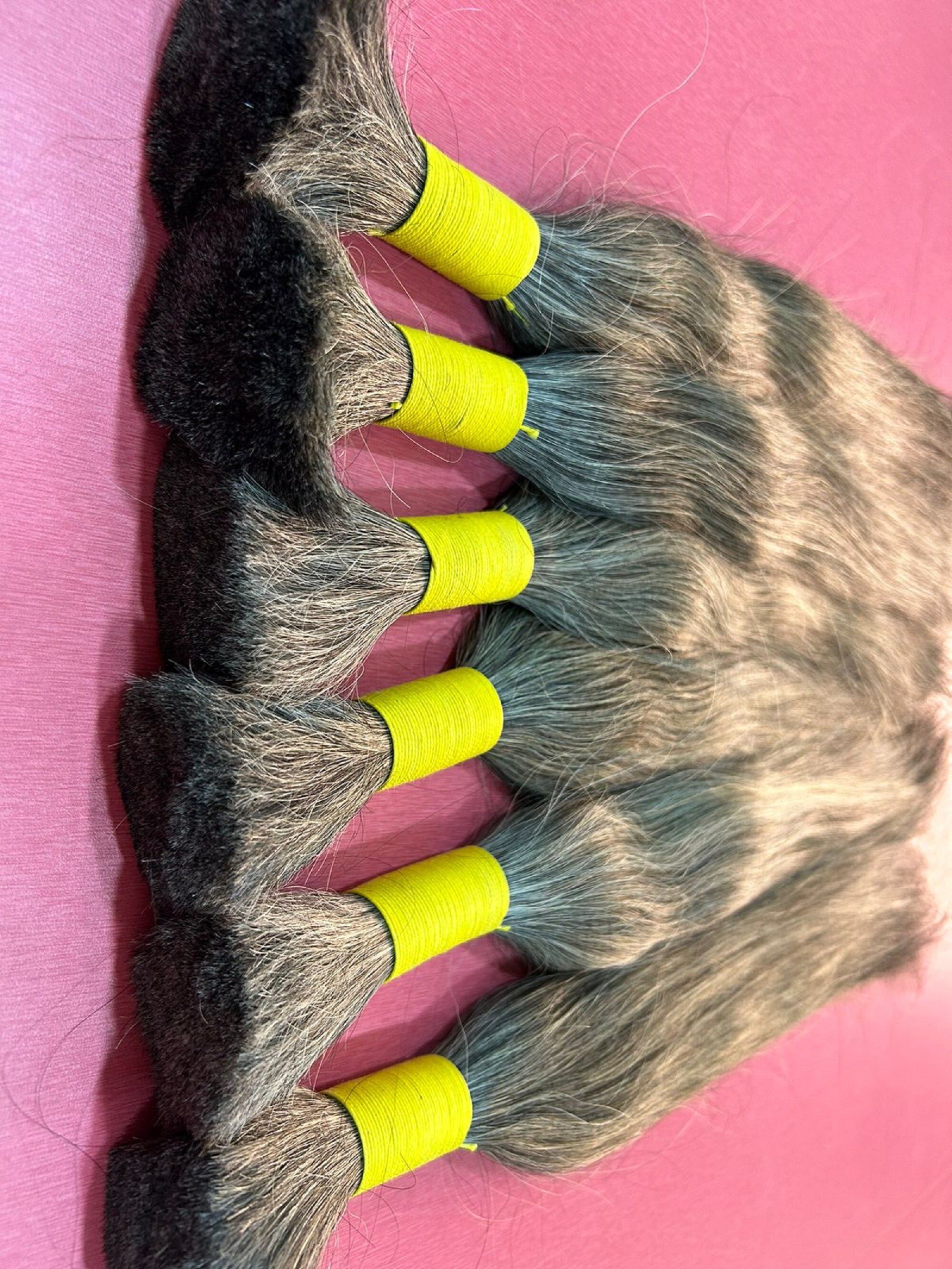 Non-weft Raw Bulk Grey Human Hair Extensions Unprocessed Braiding Grey ...