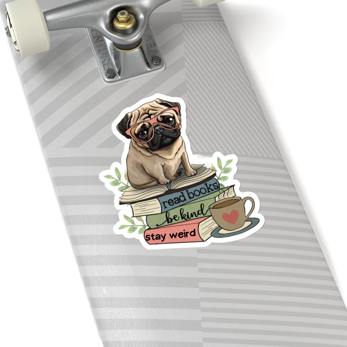 Pug Reading Sticker, Book Lover Sticker, Cute Pug Sticker, Kindle, E ...