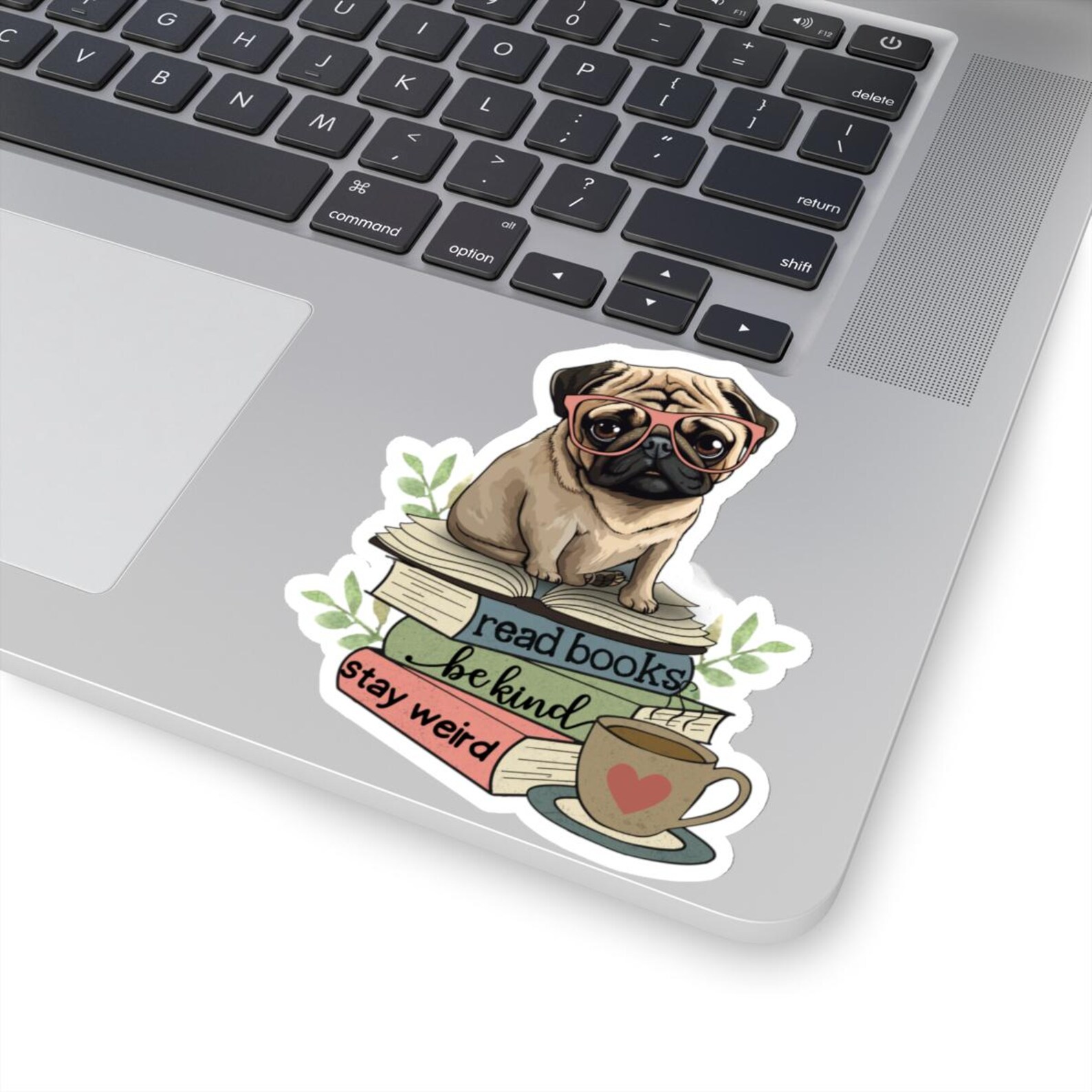 Pug Reading Sticker, Book Lover Sticker, Cute Pug Sticker, Kindle, E ...