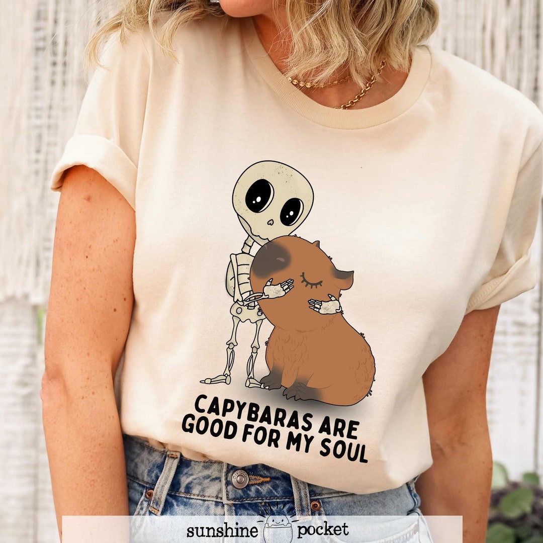 Skeleton Hugging Capybara Shirt, Cute Capybara Shirt, Skeleton and ...