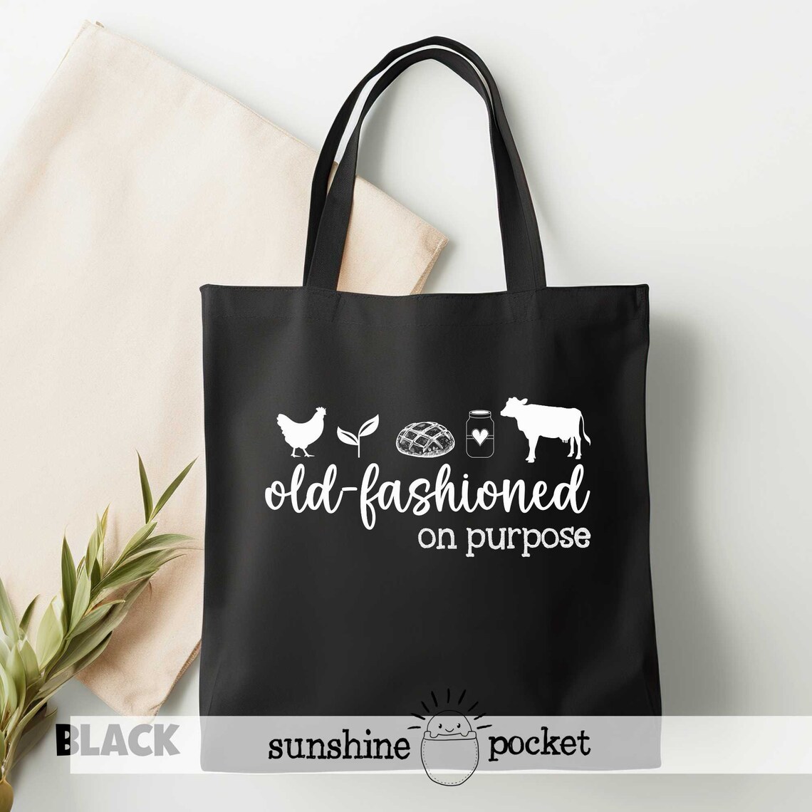 Old Fashioned Homesteader Farmer Tote Bag, Sourdough Cow Chicken, Farm ...