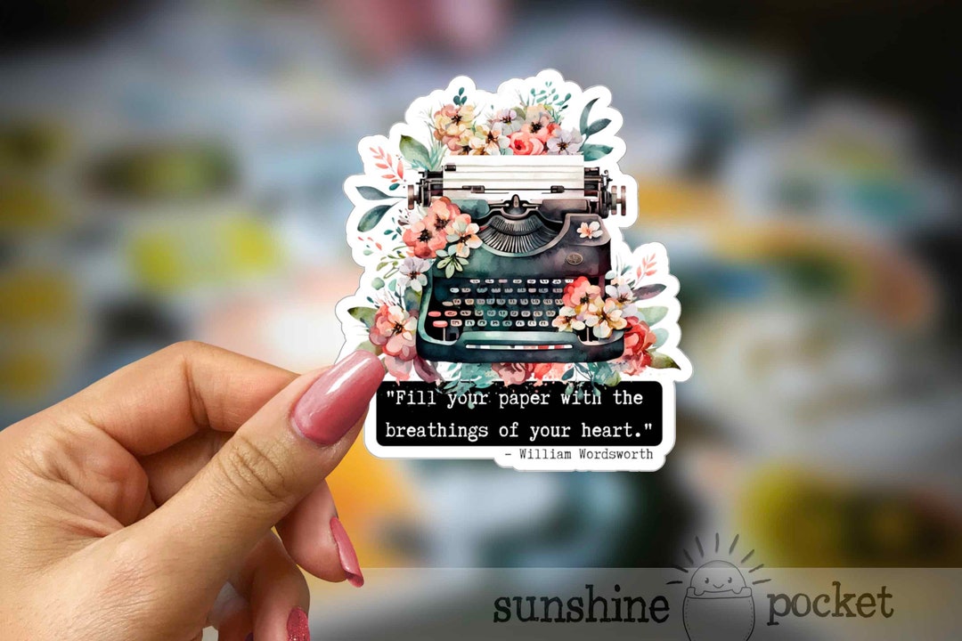 Writer Sticker, Vintage Floral Typewriter, Boho, Writer Quotes, Author ...