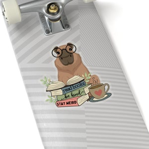 Capybara Reading Sticker, Book Lover Sticker, Cute Capybara Sticker ...