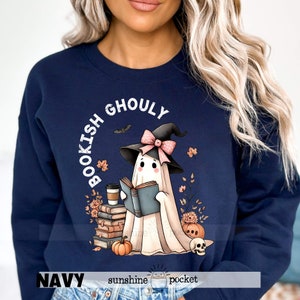 Bookish Halloween Sweater, Ghost Reading Pullover, Spooky Book Lover ...