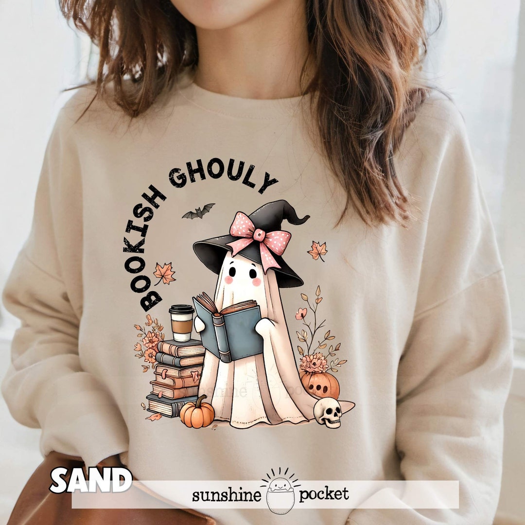 Bookish Halloween Sweater, Ghost Reading Pullover, Spooky Book Lover ...