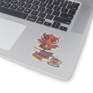 Red Dragon Reading Sticker, Book Lover Sticker, Cute Dragon Sticker ...