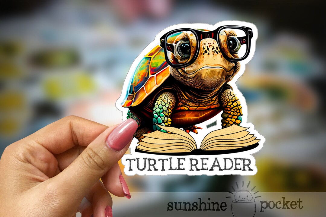 Turtle Reader Sticker, Funny Slow Reader Sticker, Book Lover Sticker ...