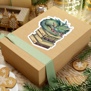 Book Dragon Sticker, Fantasy, Bookish Laptop Sticker, Sleeping Dragon ...