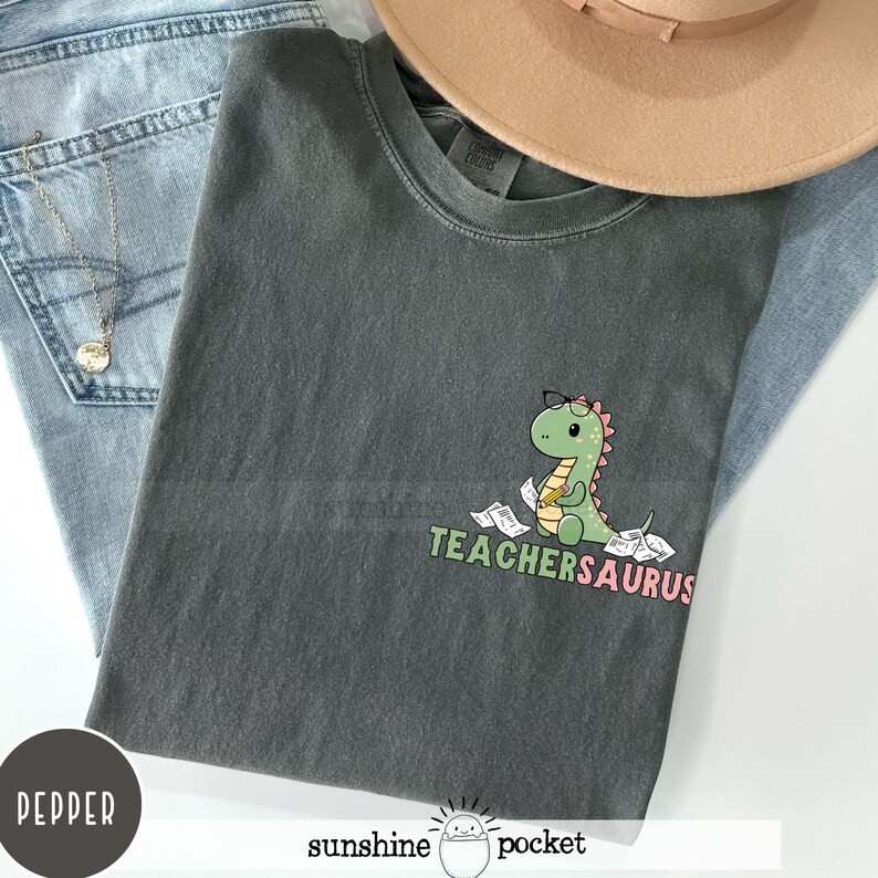 Teachersaurus Teacher Shirt, Comfort Colors Teacher, Pocket Dino ...