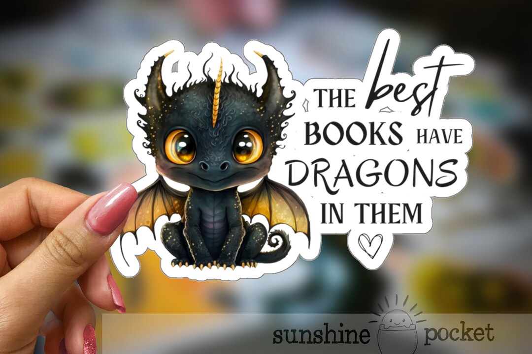 Dragon Book Sticker, Best Books Dragons in Them, Funny Fantasy Reader ...