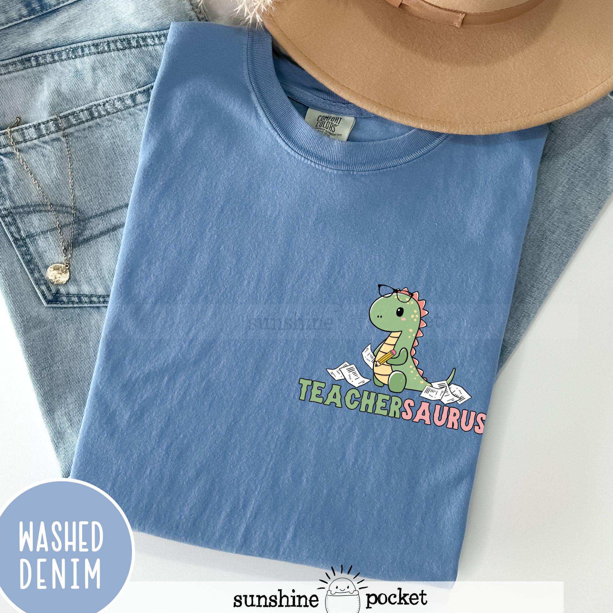 Teachersaurus Teacher Shirt, Comfort Colors Teacher, Pocket Dino ...