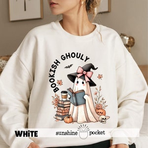 Bookish Halloween Sweater, Ghost Reading Pullover, Spooky Book Lover ...