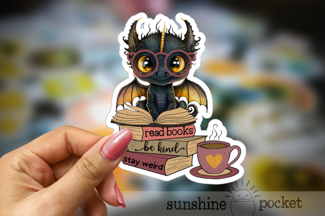 Book Dragon Sticker, Fantasy, Bookish Laptop Sticker, Dragon Lover ...