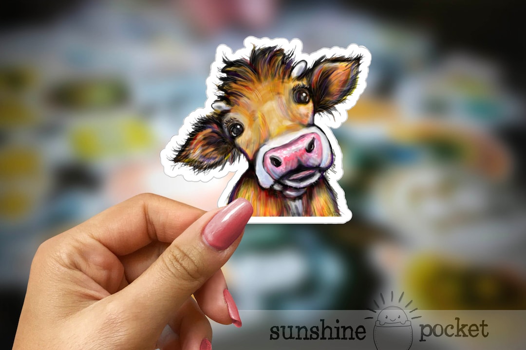 Colorful Cow Vinyl Sticker, Farm Girl, Artsy Cow, Country Girl ...