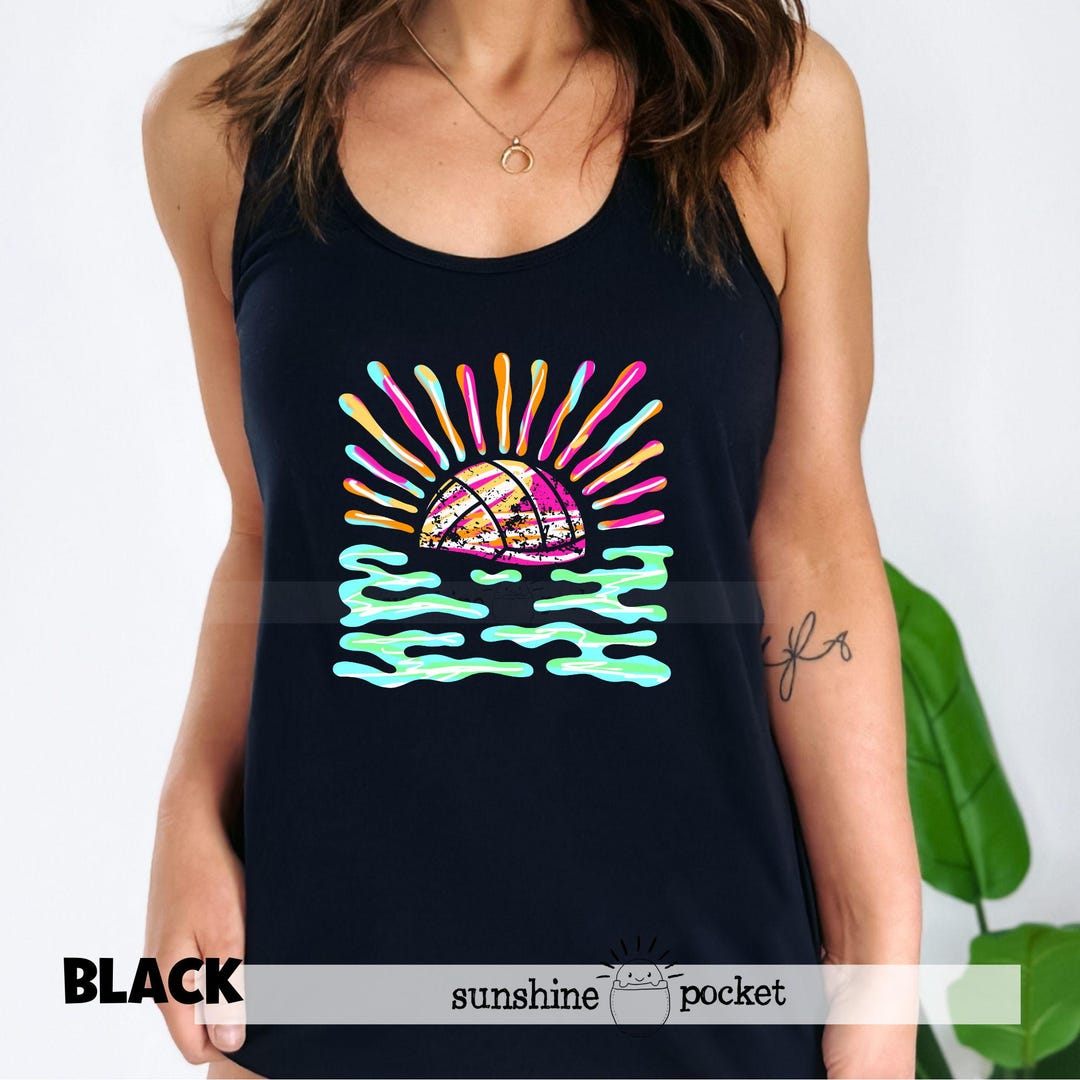Volleyball Sunset Tank Top, Beach Sand Volleyball League Tops, Retro ...