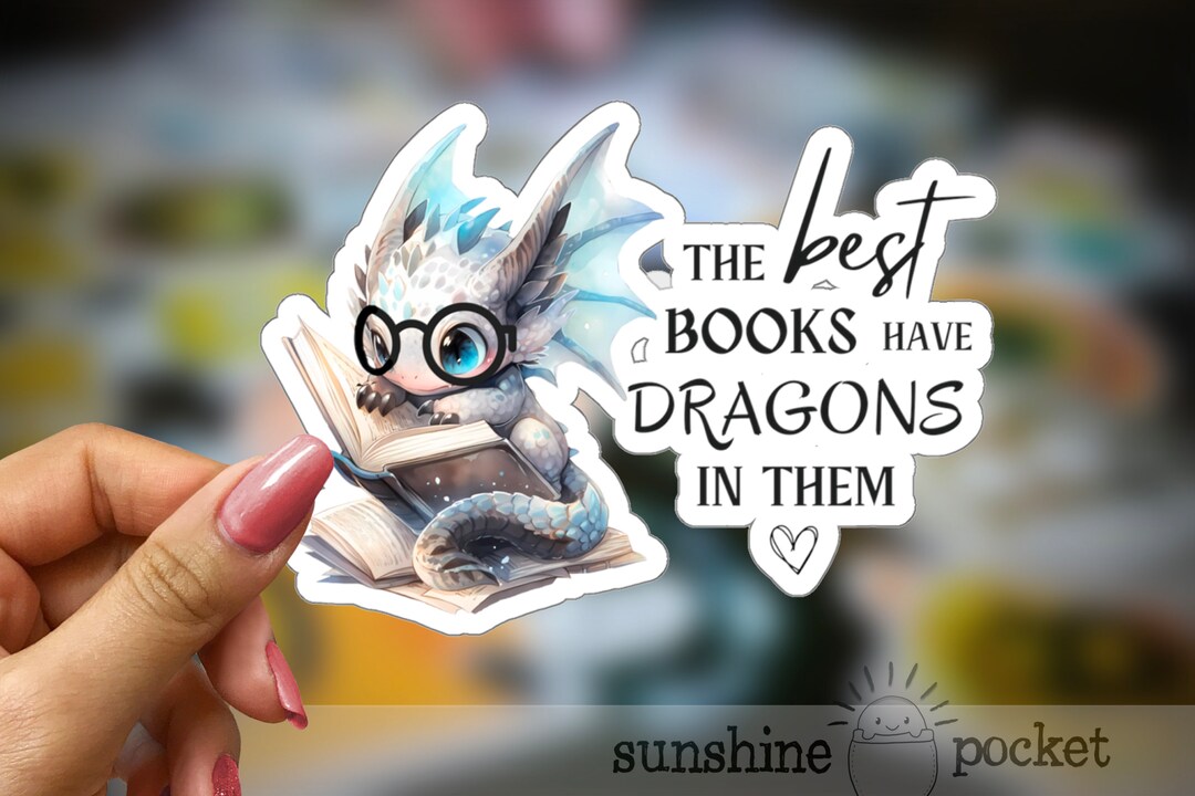 Dragon Book Sticker, Best Books Dragons in Them, Funny Fantasy Reader ...