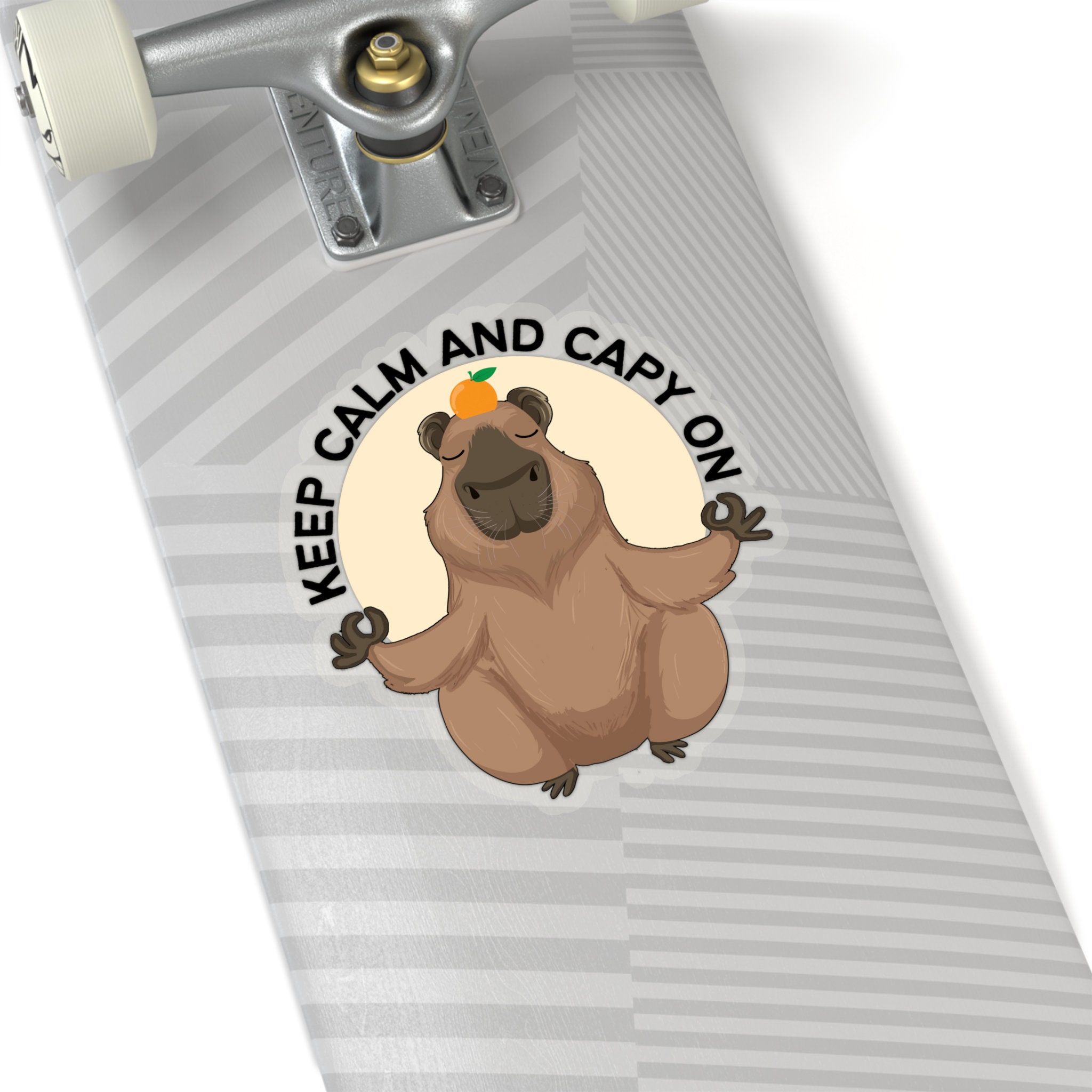 Capybara Sticker Cute Capybara on Orange Head Keep Calm and - Etsy