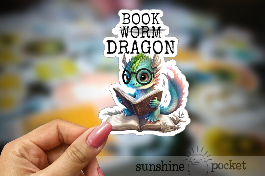 Book Dragon Sticker, Fantasy, Bookish Laptop Sticker, Dragon Lover ...
