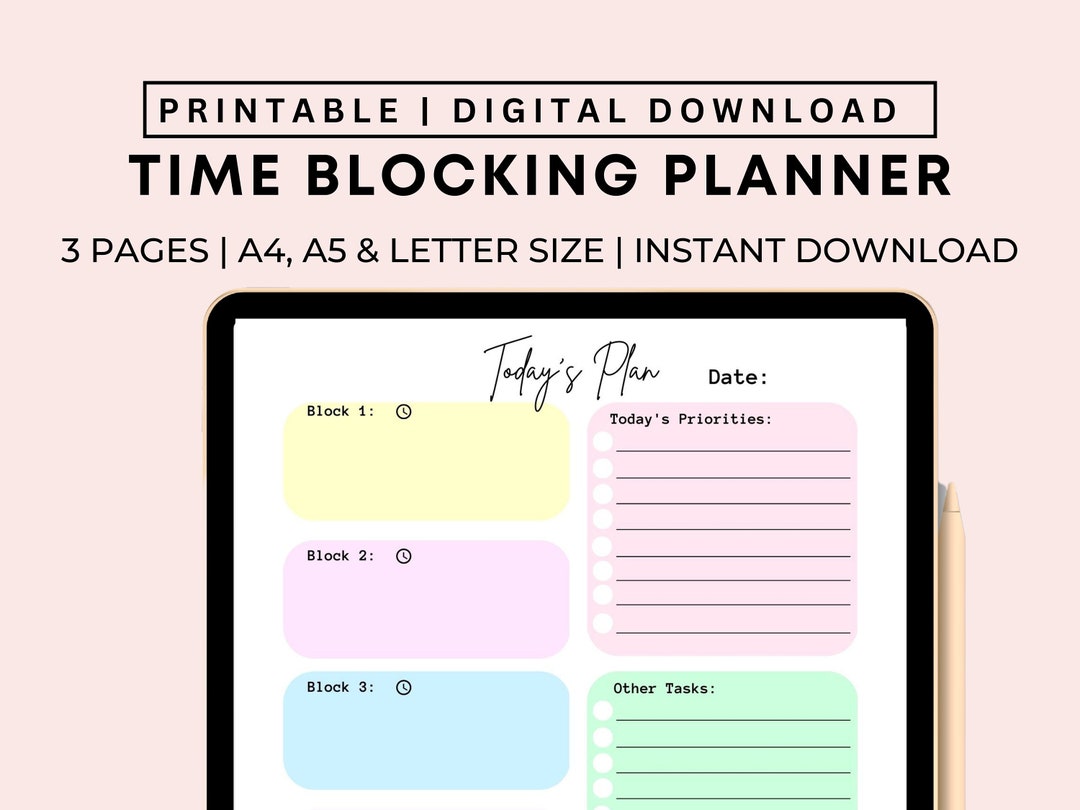 Time Blocking Planner | Printable Time Blocking Planner | Productivity ...