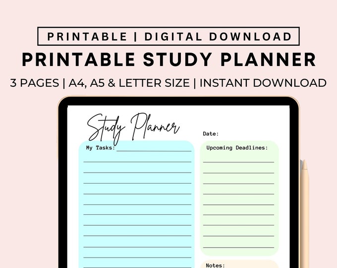College Student Planner Printable, Study Planner, Academic Planner ...