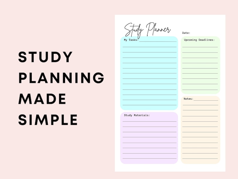 Study Planner, Printable Study Planner, Student Study Planner ...