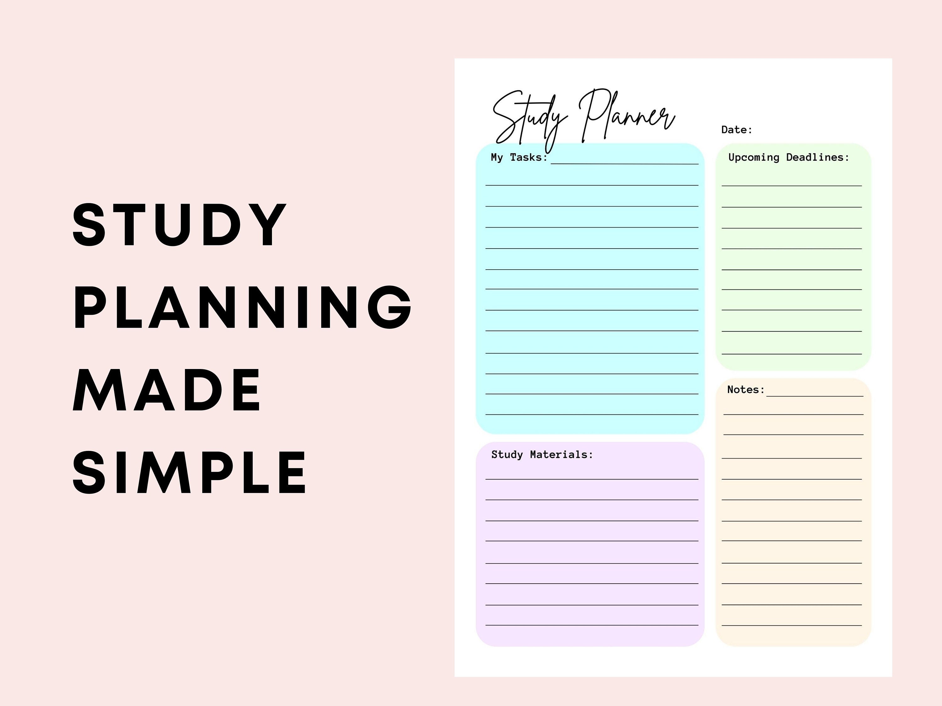 Study Planner, Printable Study Planner, Student Study Planner ...