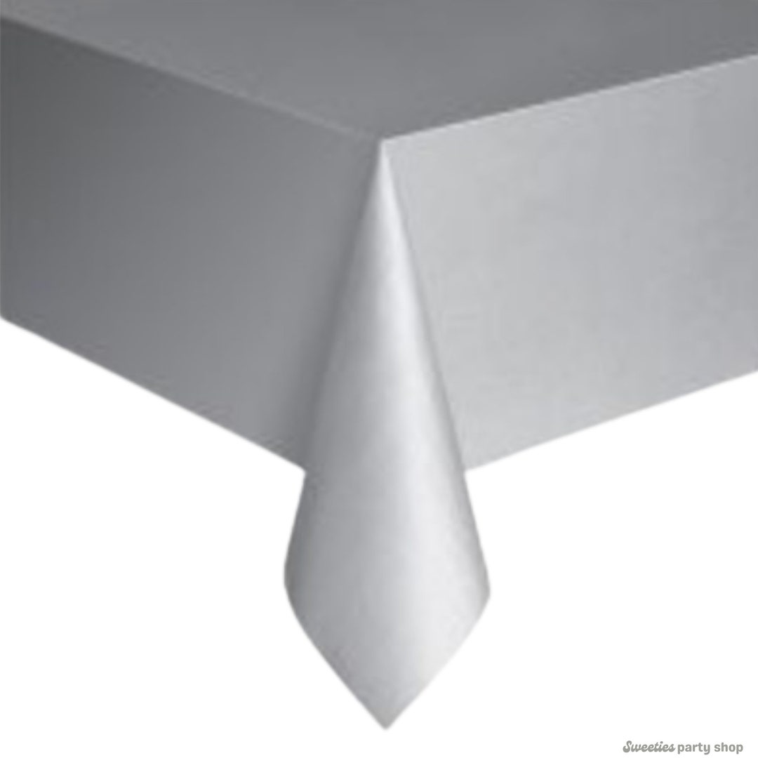 SILVER TABLECLOTH Rectangle Tablecloth, Plastic Tablecloth, Silver ...