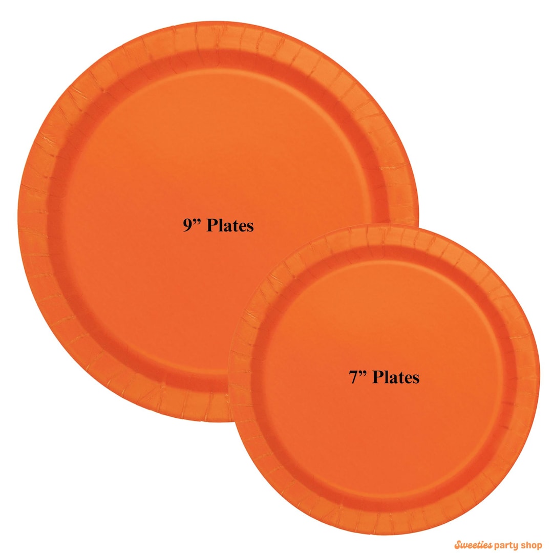 Orange Paper Plates - Set of 16 Dinner or Dessert Disposable Plates for ...