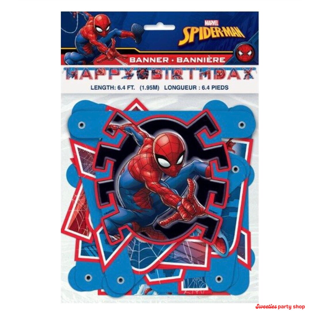 SPIDER-MAN Birthday Banner, Spider-man Party Decoration, Happy Birthday ...