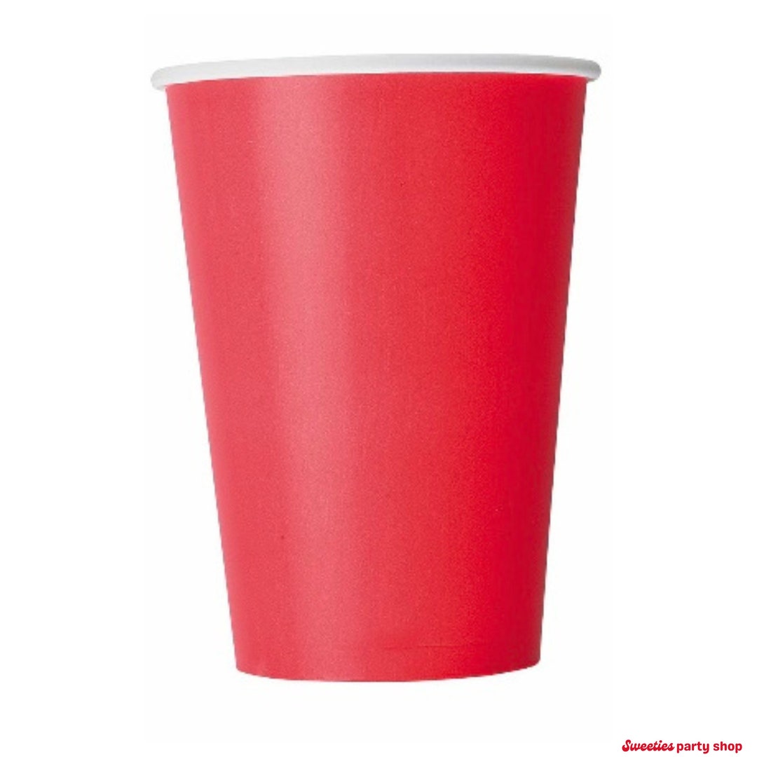 Red Paper Cups - 12oz. Beverage Cups - Set of 10 Disposable Cups for ...