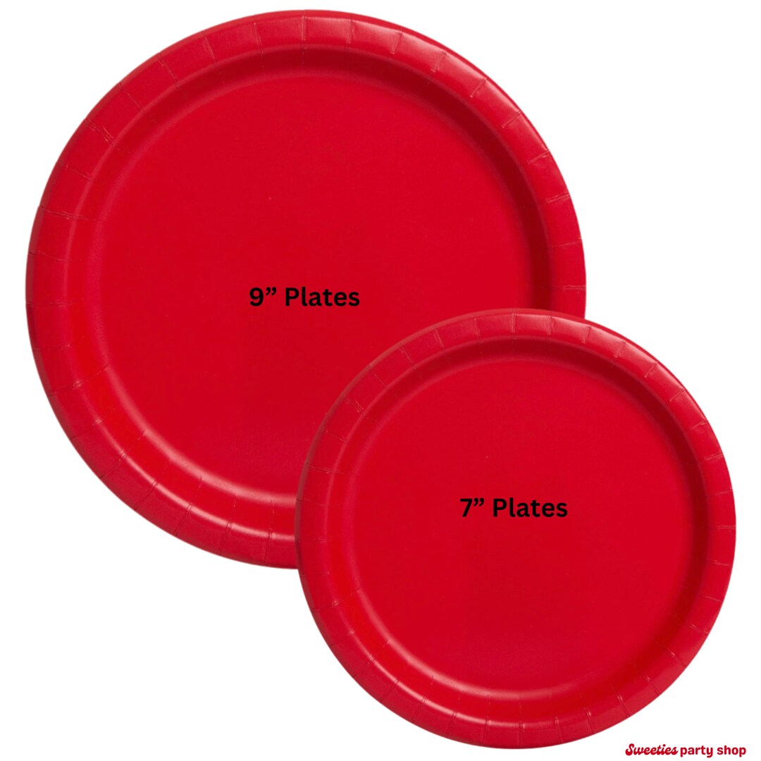 Red Paper Plates - Set of 16 Dinner or Dessert Disposable Plates for ...