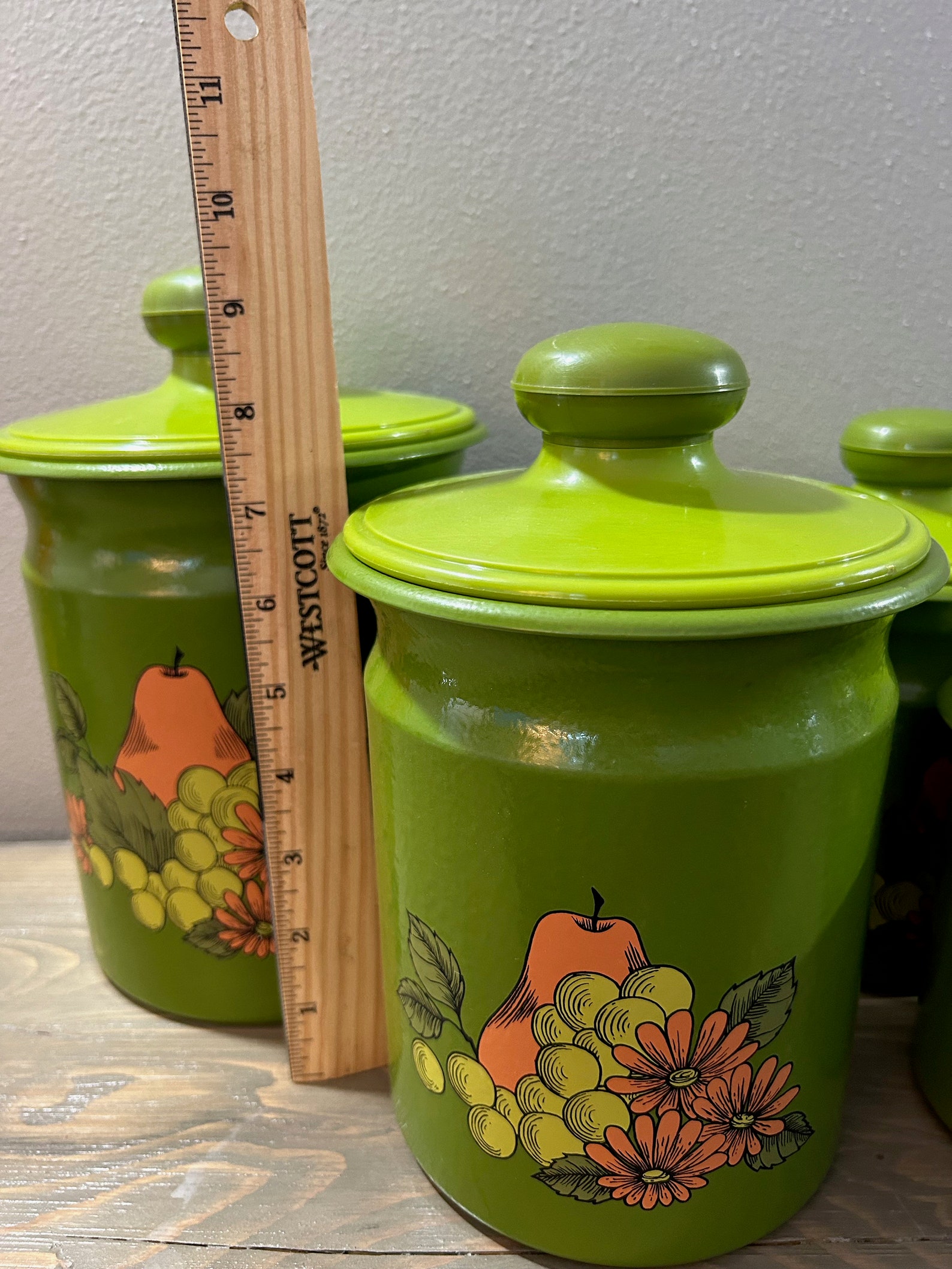 Kromex Aluminum 4 Piece Green Fruit and Flower Canister Set - Etsy