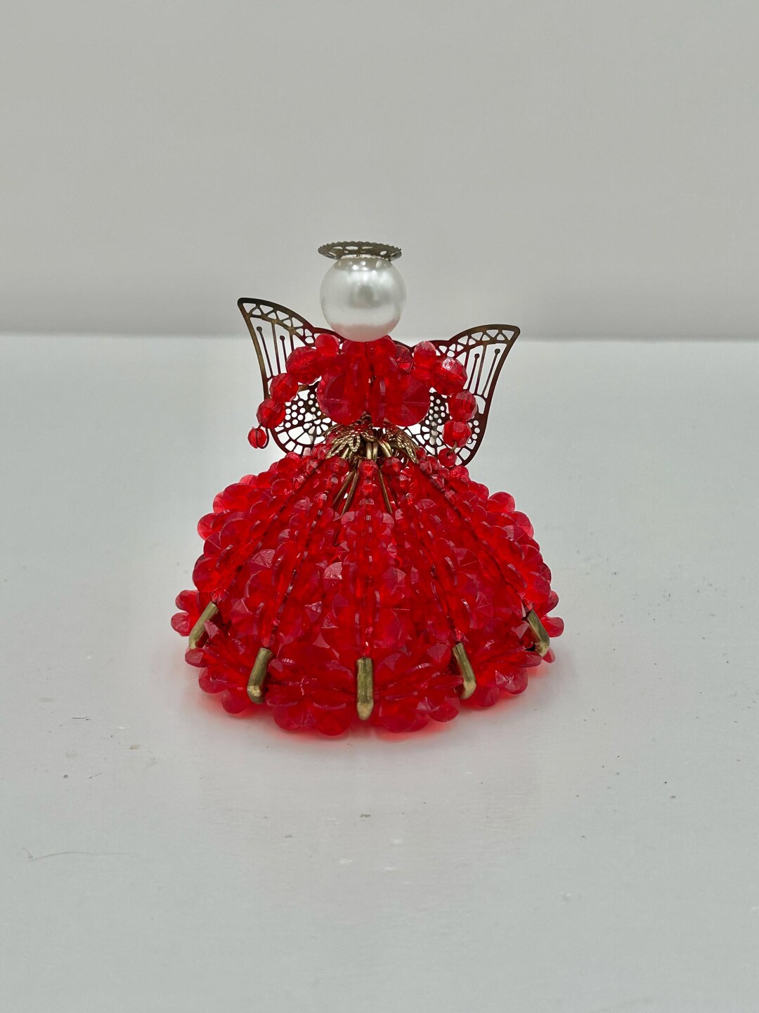 Red Beaded Safety Pin Angel Christmas Ornament - Etsy