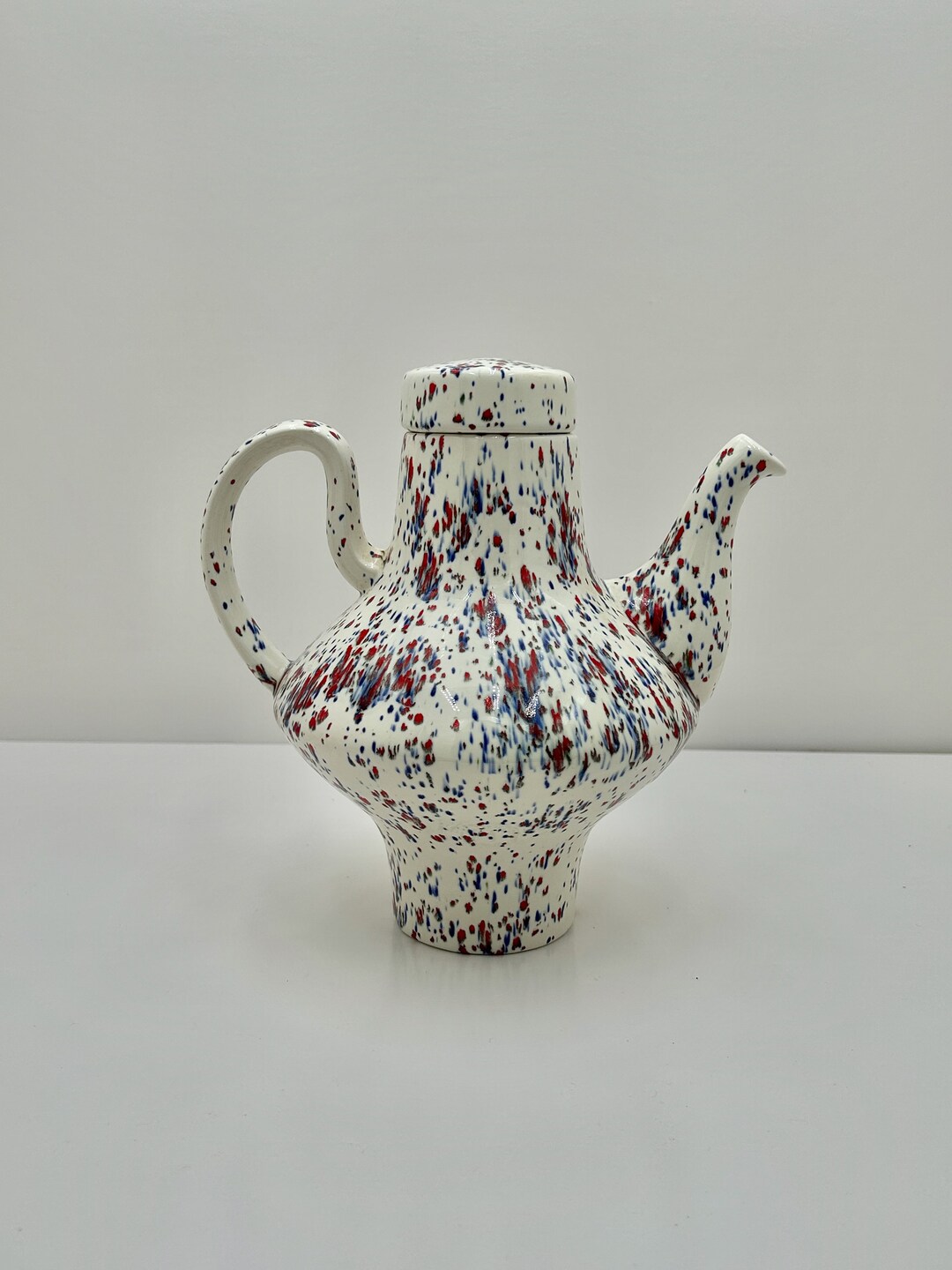 MCM Hobbyist Piece White With Blue Red Splatterware Coffee Pot - Etsy