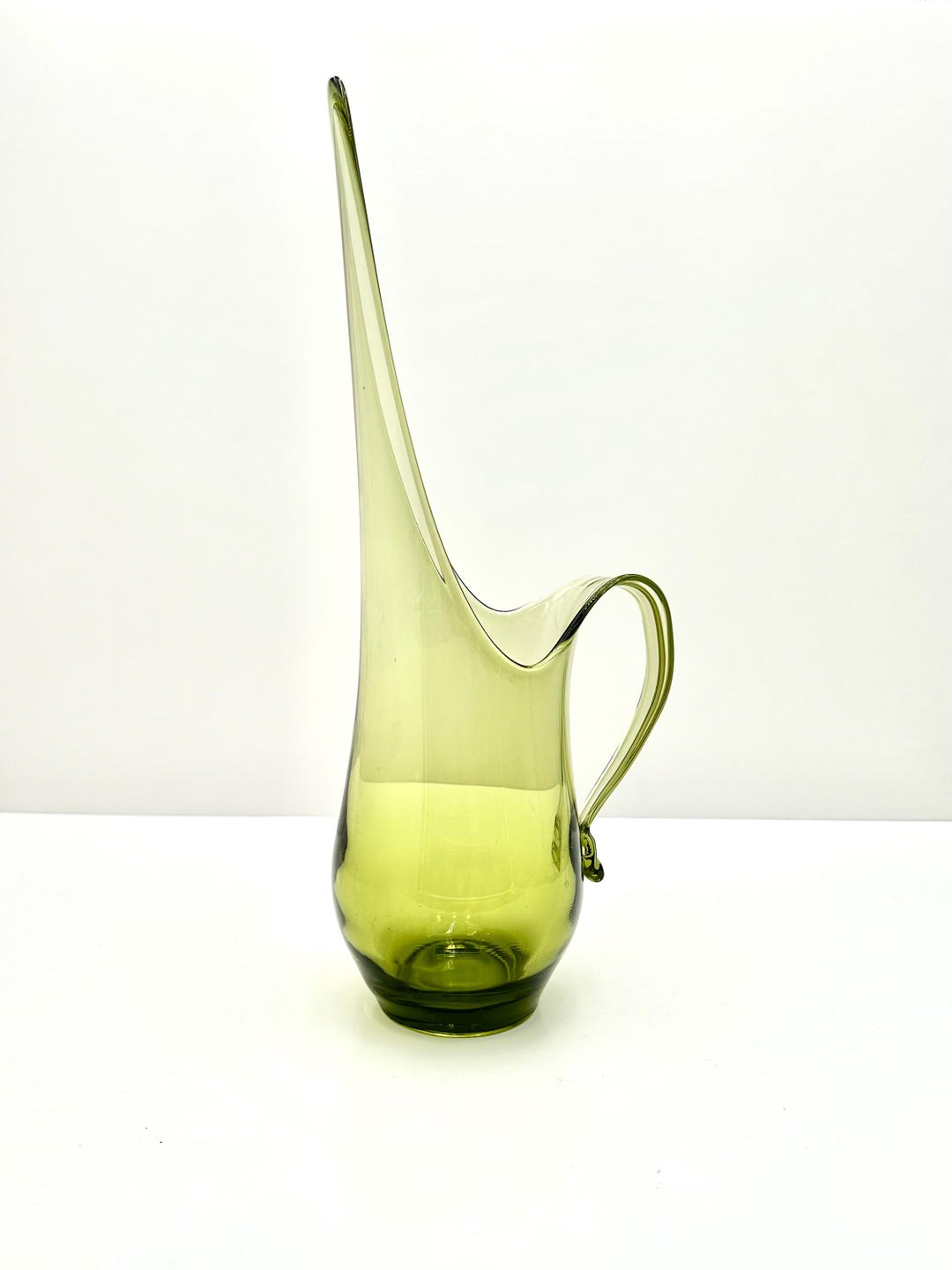Viking MCM Olive Green Swung Glass Pitcher - Etsy