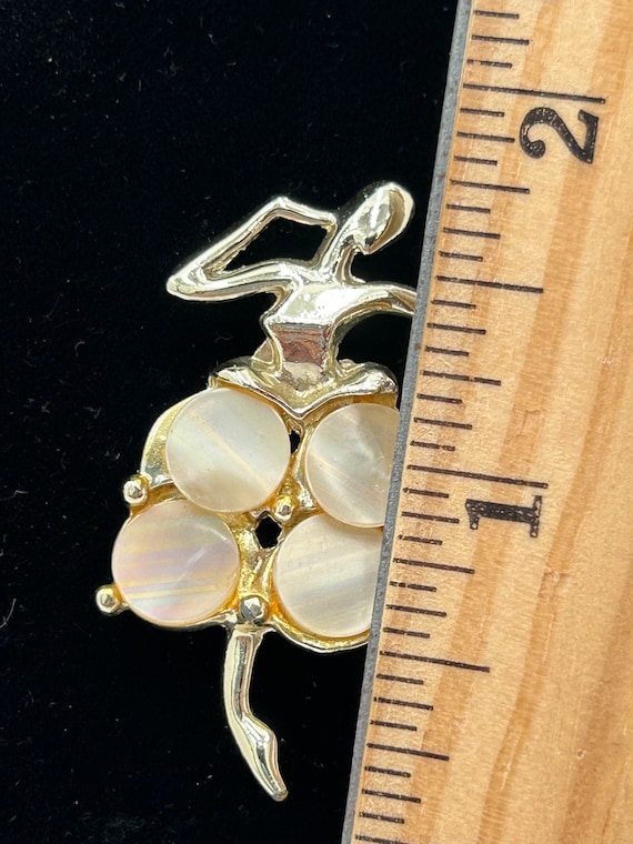 Gold Tone Mother of Pearl Ballerina Dancing Pin - Gem