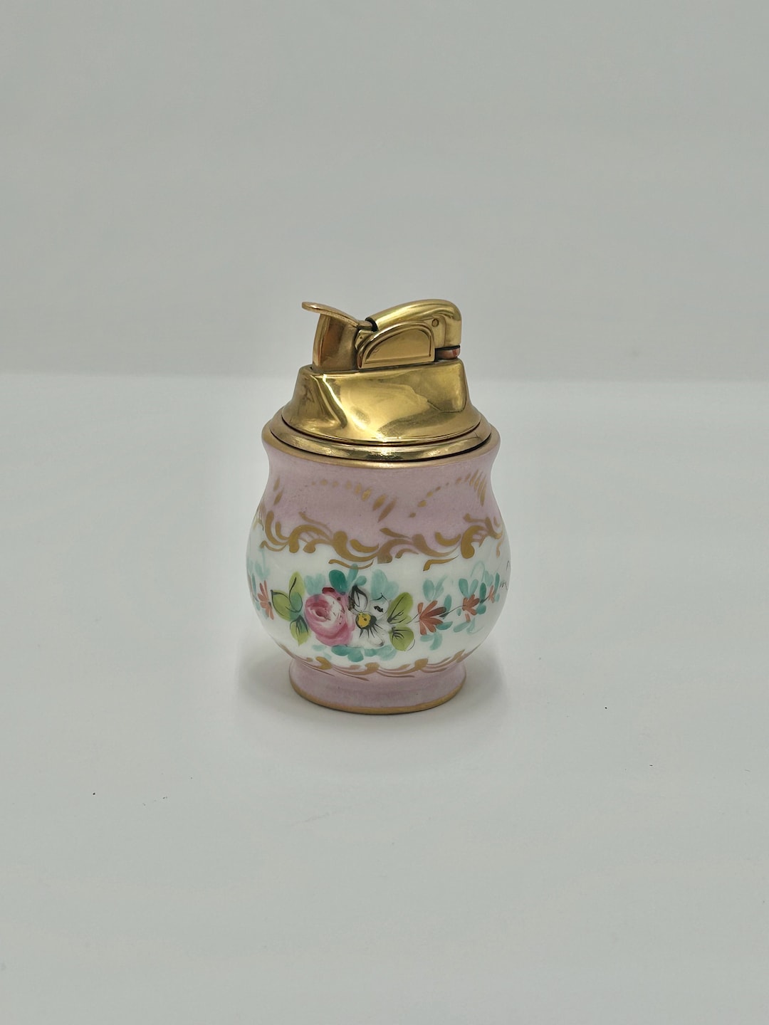 French Hand Painted Porcelain Pink Floral Lighter - Etsy