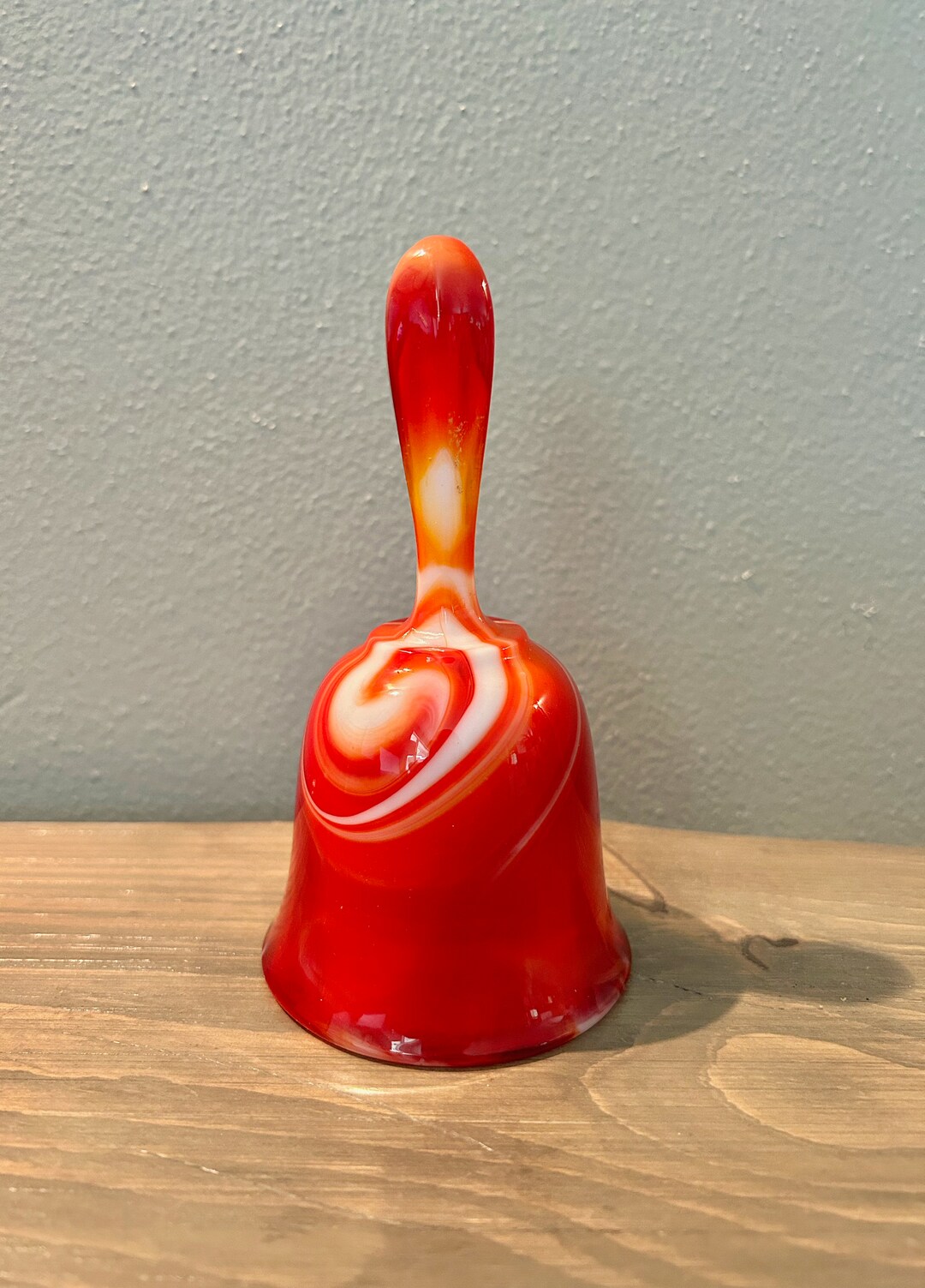 Red And White Imperial Slag Glass Bell Etsy