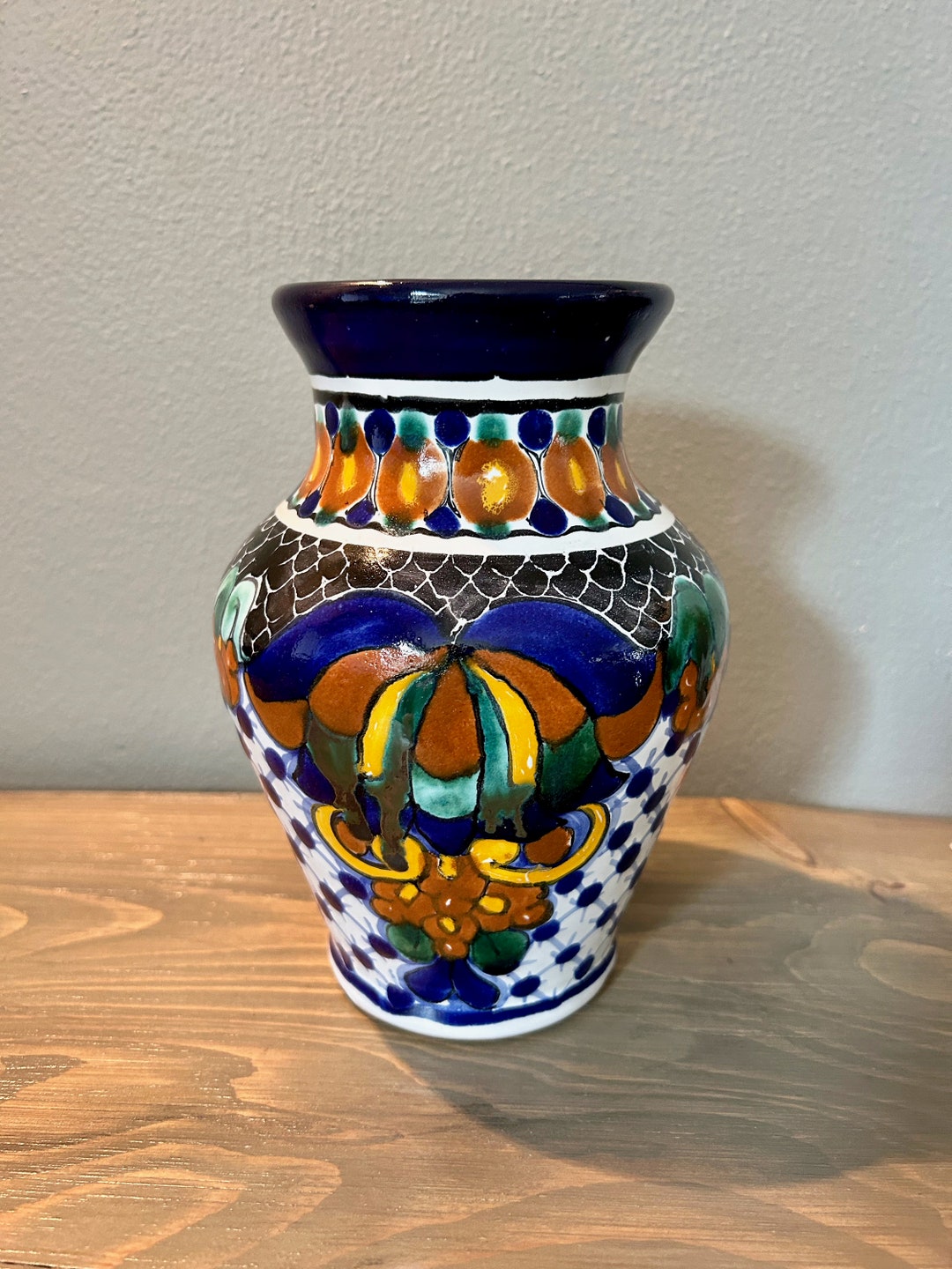 Talavera Hand-painted San Sebastian Colorful Ceramic Vase - Etsy