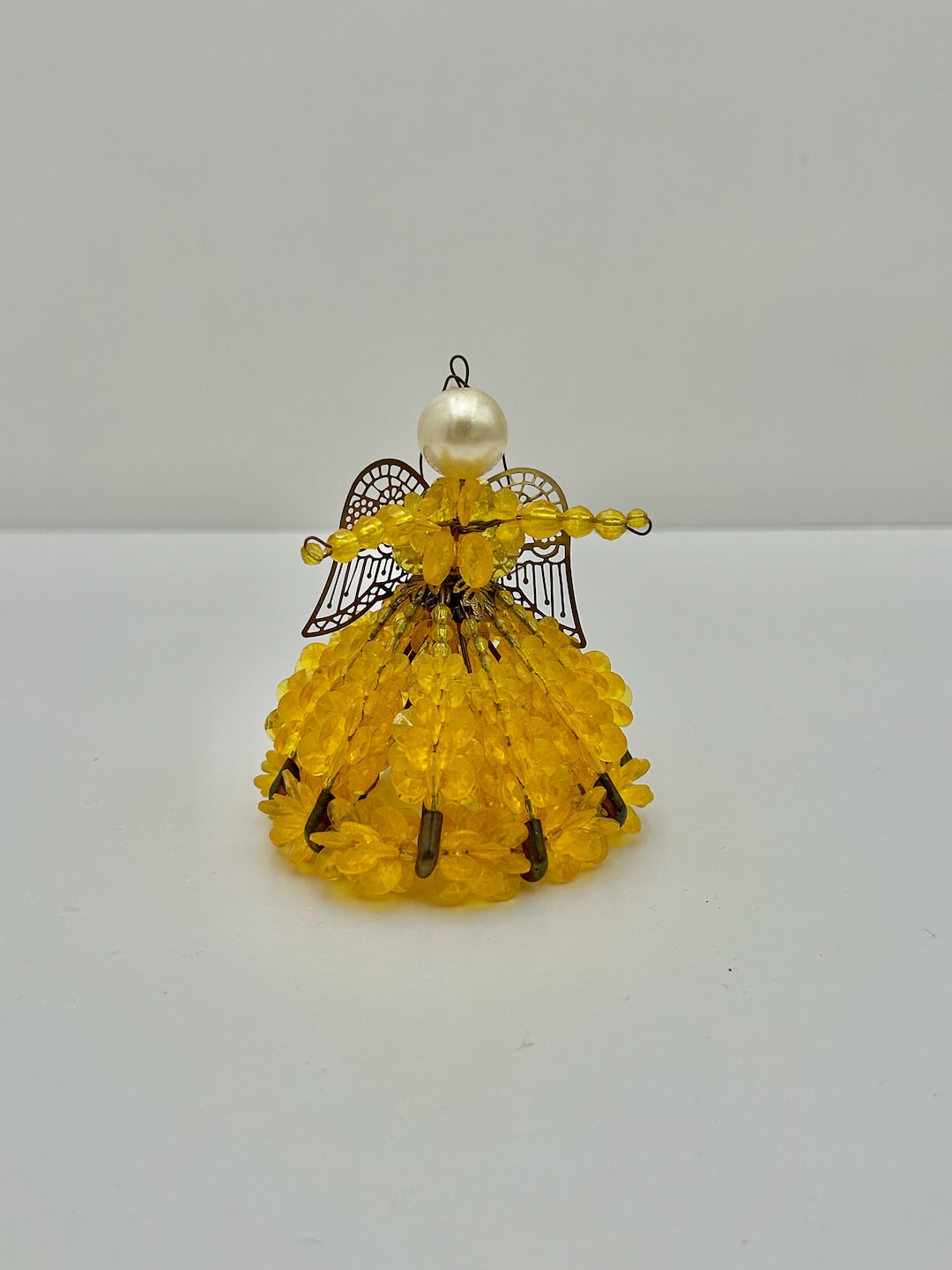 Yellow Beaded Safety Pin Angel Christmas Ornament - Etsy