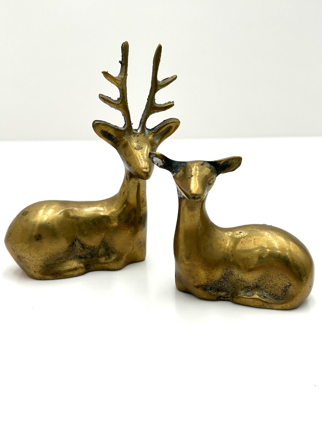 Small Brass Buck and Doe Lying Pose as Is - Etsy