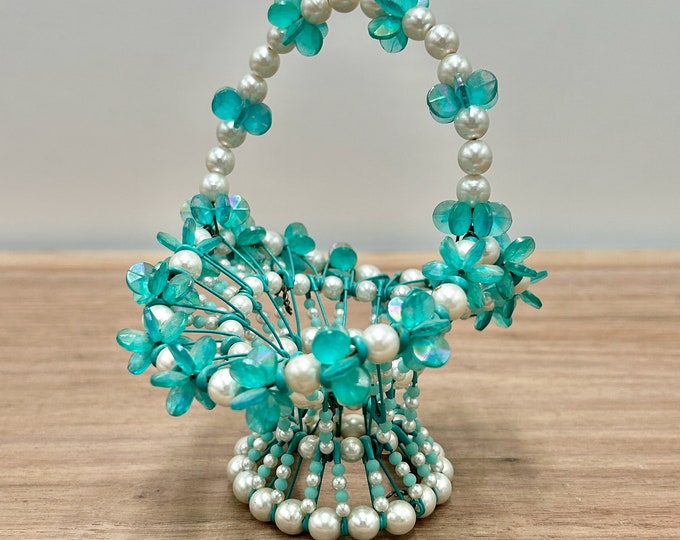 Blue and Pearl Small Safety Pin Vintage Basket - Etsy