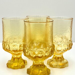 Set of 4 Tiffin Franciscan Madeira Cornsilk Yellow Pedestal Drinking ...