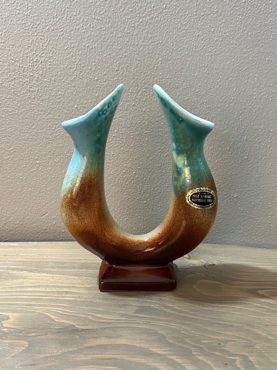 Dryden Pottery Double Wedding Vase in Blues and Browns - Etsy