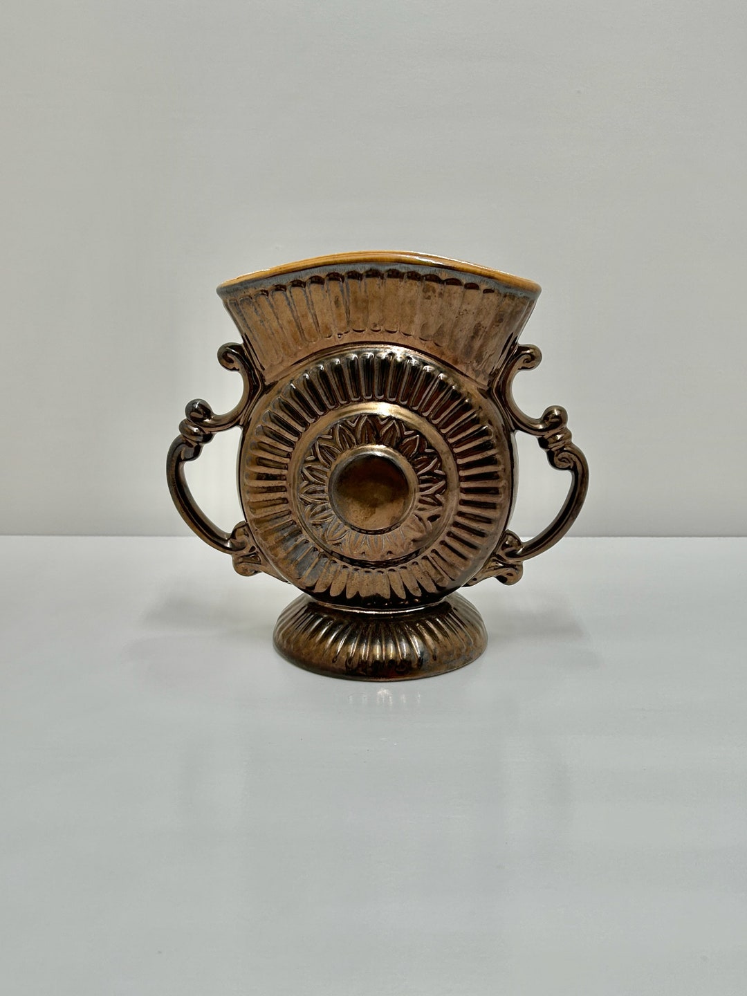 Red Wing MCM Metallic Bronze Pottery Vase #948 - Etsy