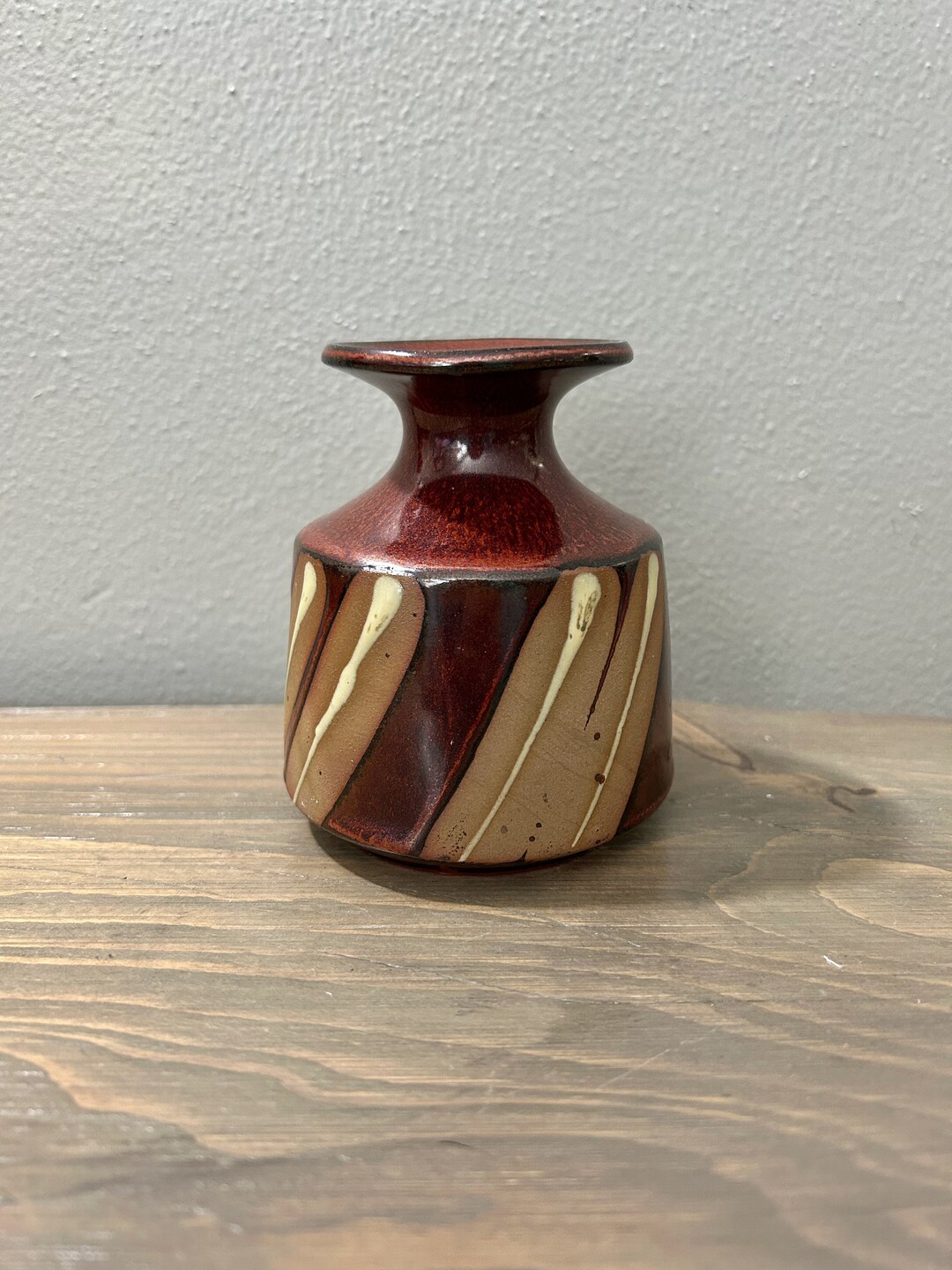 Brown and Tan Swipe Design OMC Japan Ceramic Bud Vase - Etsy