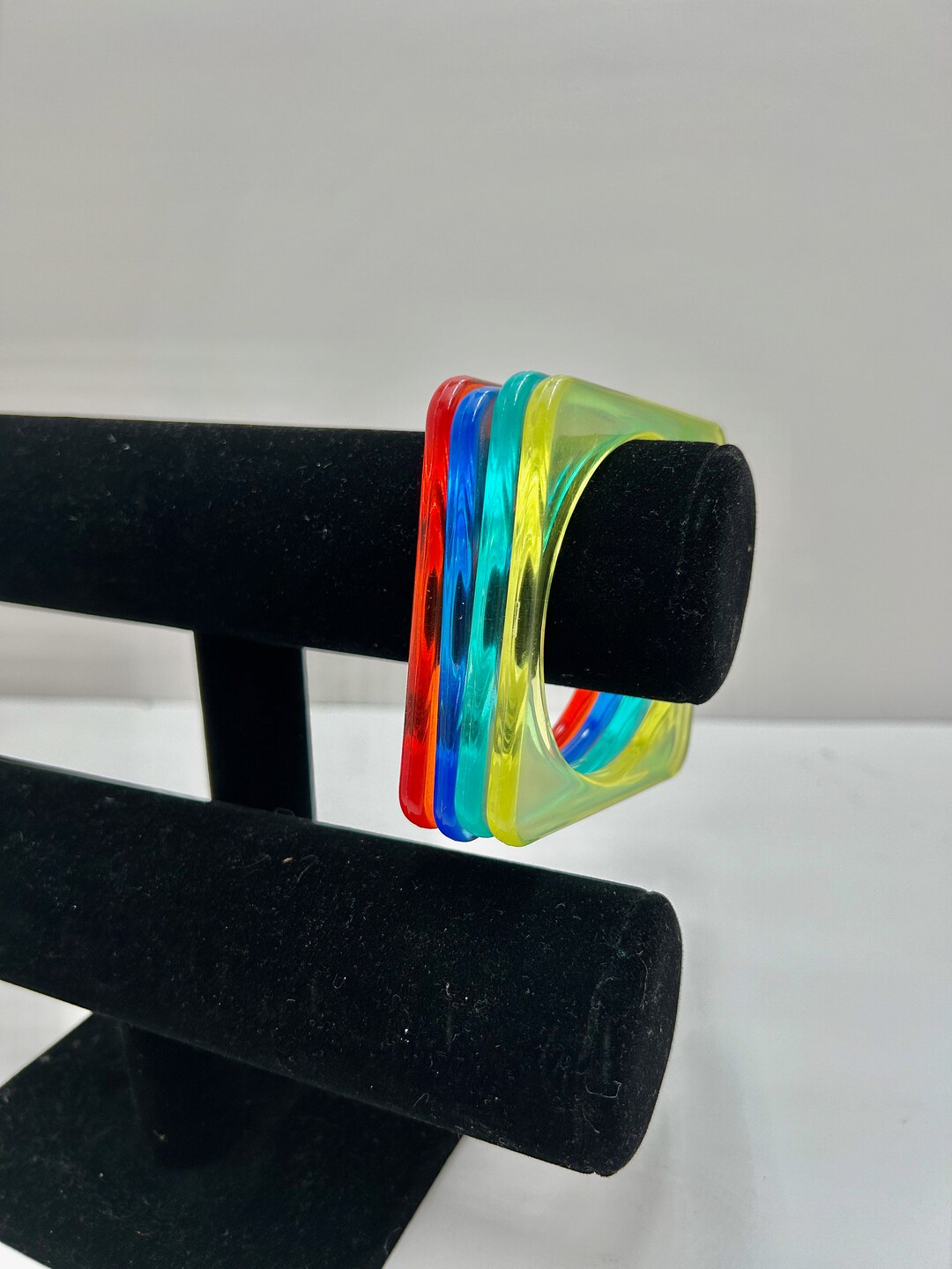 Set of Four Square Neon 80's Style Acrylic Square Bangles - Etsy