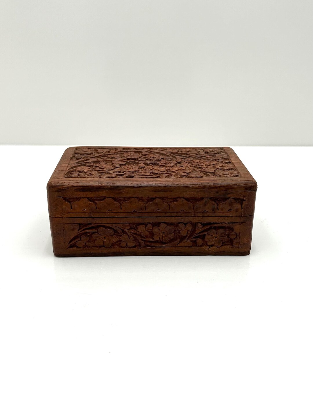 Hand Carved Hinged Lid Rectangular Wood Box - Etsy