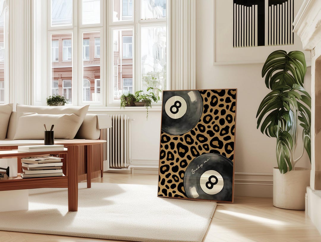 Leopard Print 8 Ball Poster: Y2K Pool Art (digital Download) - Etsy